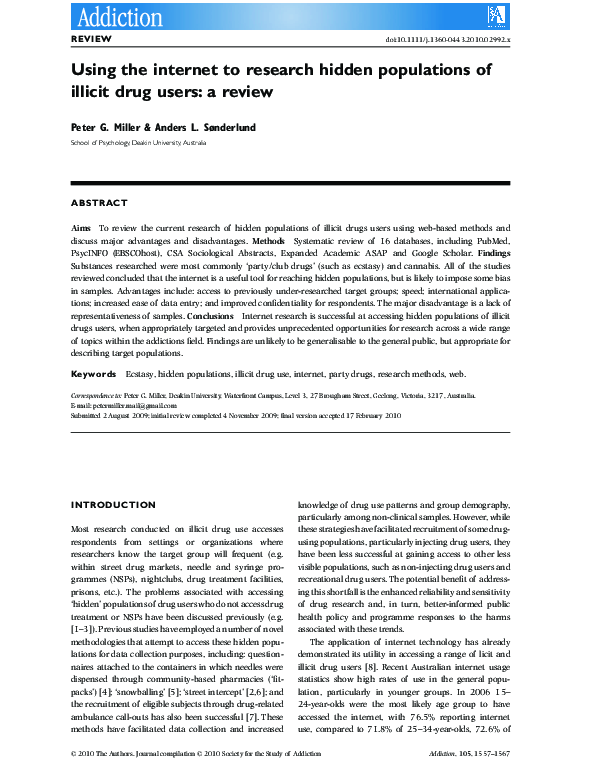 (PDF) Using the internet to research hidden populations of illicit drug ...