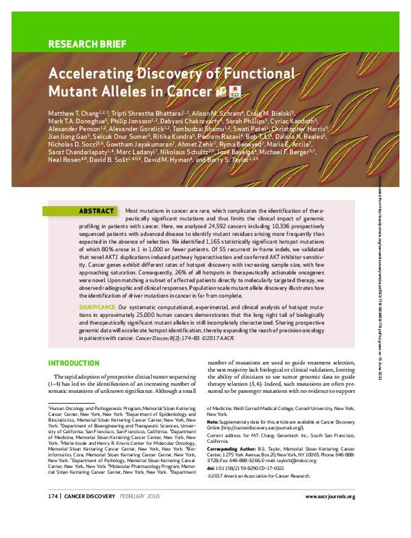 (PDF) Accelerating discovery of functional mutant alleles in cancer