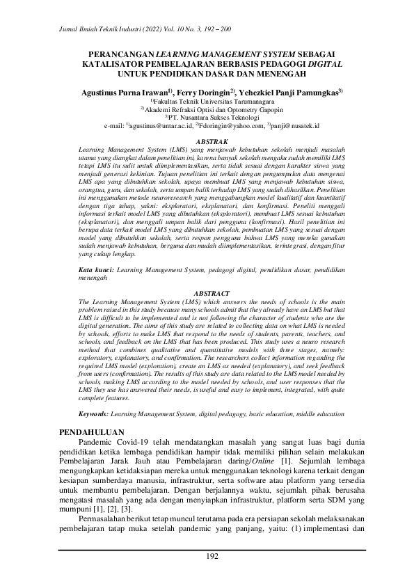 (PDF) Perancangan Learning Management System Sebagai Katalisator Pembelajaran Berbasis Pedagogi ...