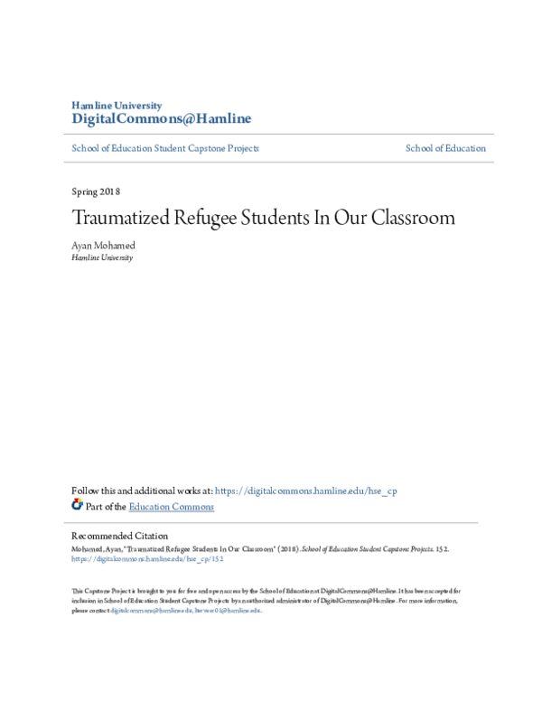 (PDF) Traumatized Refugee Students In Our Classroom