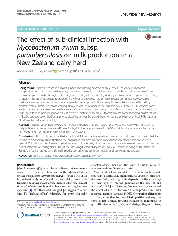 (PDF) The effect of sub-clinical infection with Mycobacterium avium ...