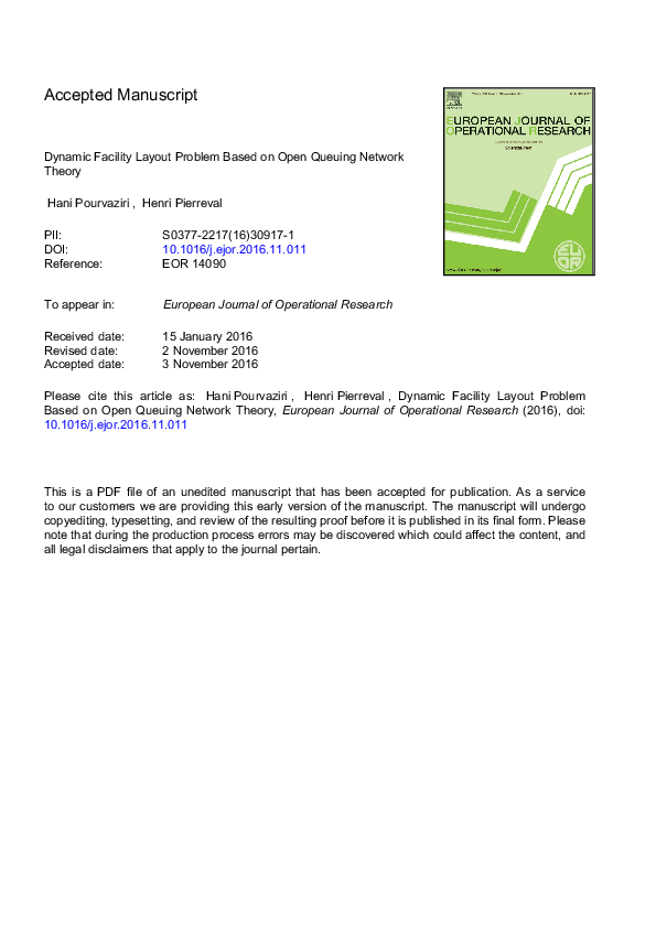Pdf Dynamic Facility Layout Problem Based On Open Queuing Network Theory