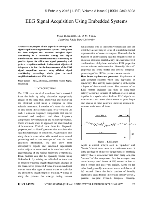 (PDF) Eeg Signal Acquisition Using Embedded Systems