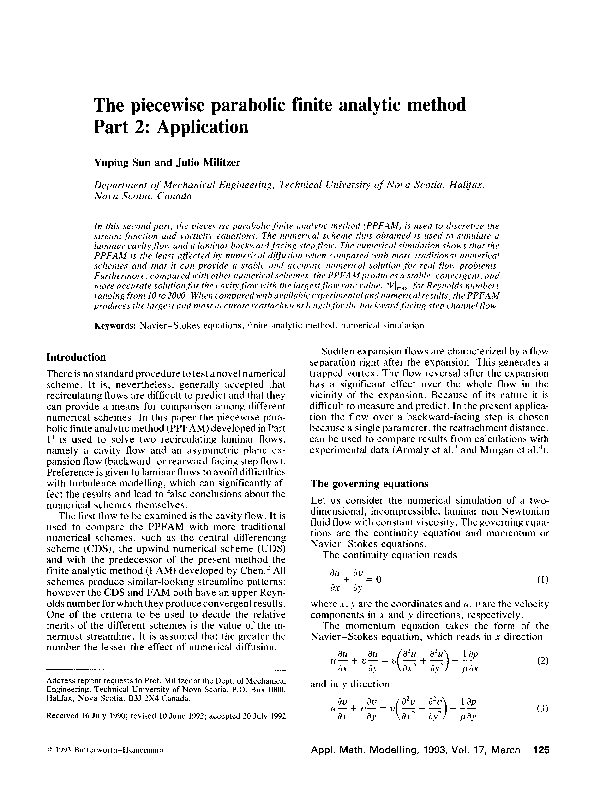 (PDF) The piecewise parabolic finite analytic method Part 2: Application