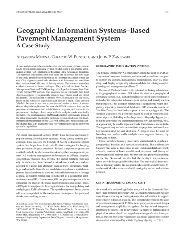 (PDF) Geographic Information Systems-Based Pavement Management System: A Case Study