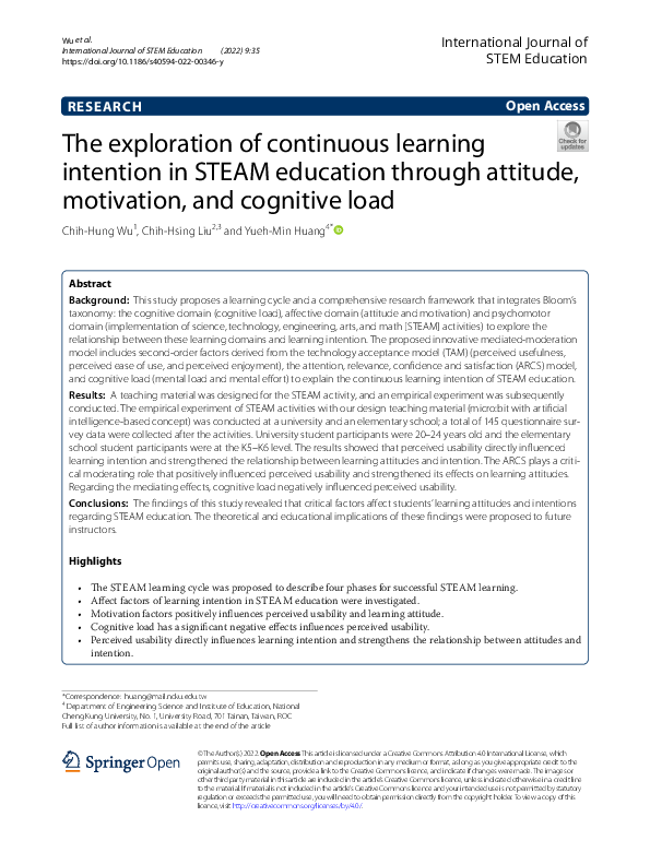 (PDF) The exploration of continuous learning intention in STEAM ...