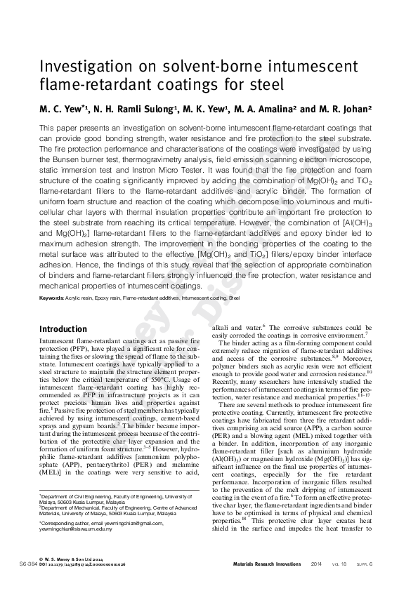 (PDF) Investigation on solvent-borne intumescent flame-retardant ...