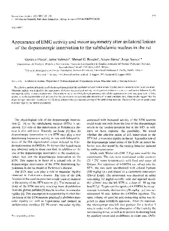 (PDF) Appearance of EMG activity and motor asymmetry after unilateral ...