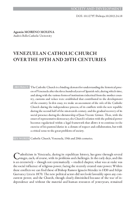 (PDF) Venezuelan Catholic Church over the 19th and 20th Centuries