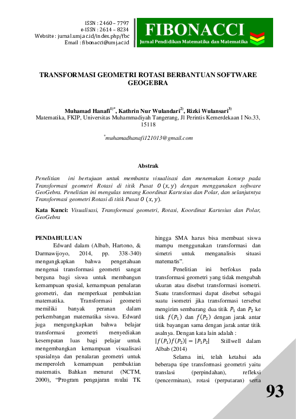 (PDF) Transformasi Geometri Rotasi Berbantuan Software Geogebra