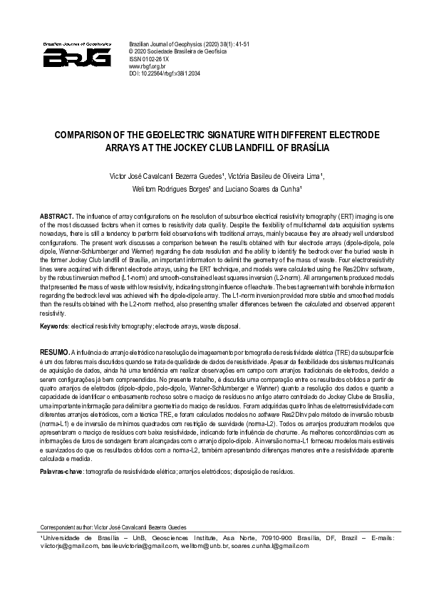 (PDF) Comparison of the Geoelectric Signature with Different Electrode ...