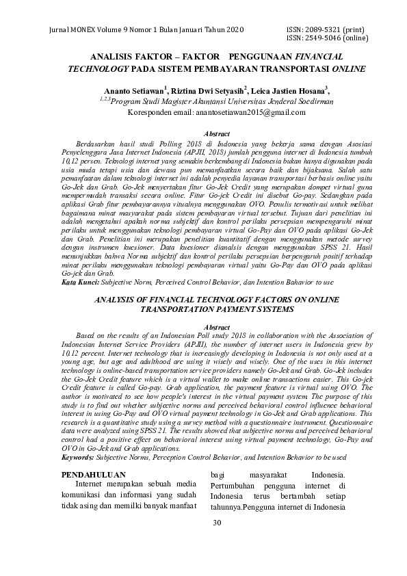 (PDF) Analisis Faktor-Faktor Penerimaan Penggunaan Financial Technology Pada Sistem Pembayaran ...