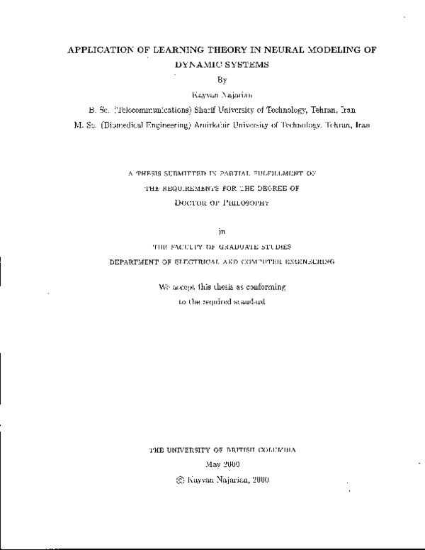 (PDF) Application of learning theory in neural modeling of dynamic systems