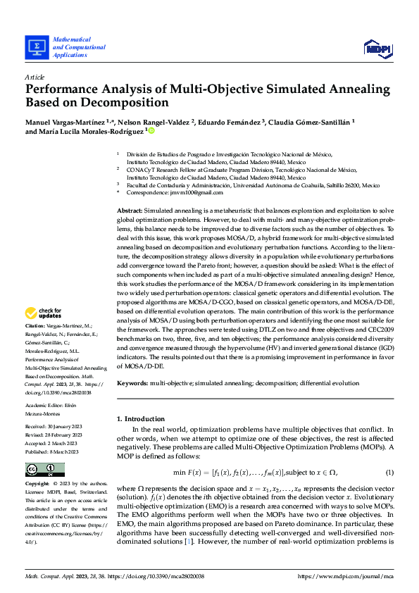 (PDF) Performance Analysis of Multi-Objective Simulated Annealing Based on Decomposition