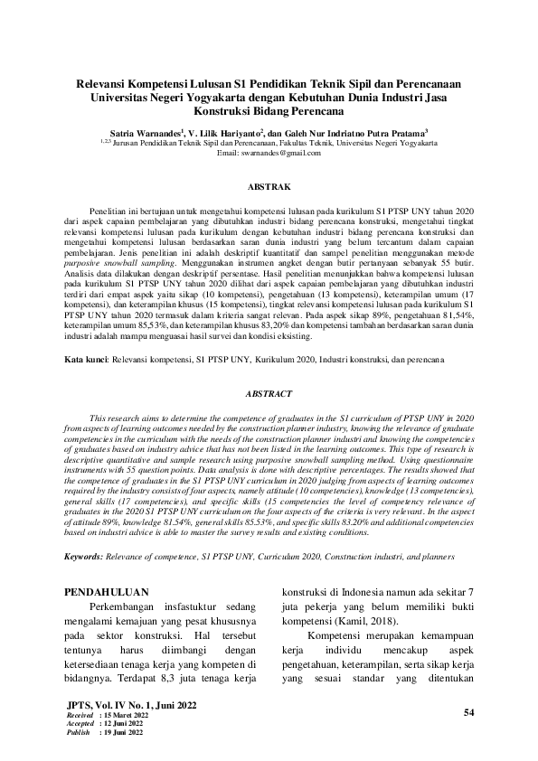(PDF) Relevansi Kompetensi Lulusan S1 Pendidikan Teknik Sipil dan Perencanaan Universitas Negeri ...