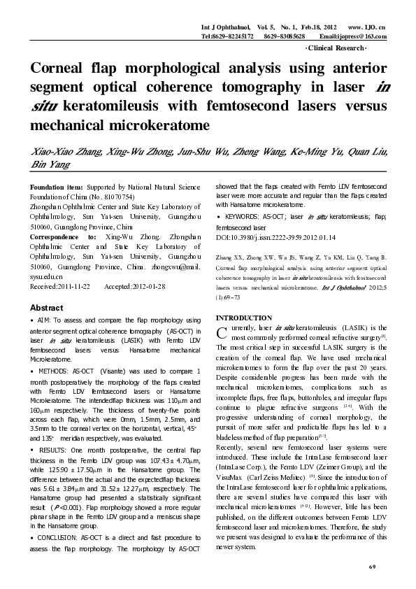 (PDF) Corneal flap morphological analysis using anterior segment ...