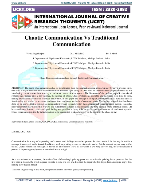 (PDF) Chaotic Communication Vs Traditional Communication
