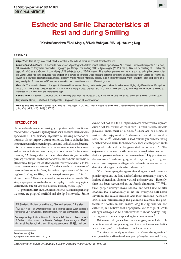 (PDF) Esthetic and Smile Characteristics at Rest and during Smiling
