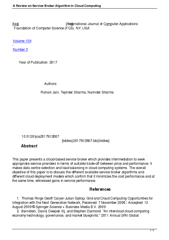 (PDF) A Review on Service Broker Algorithm in Cloud Computing | Narinder Sharma - Academia.edu