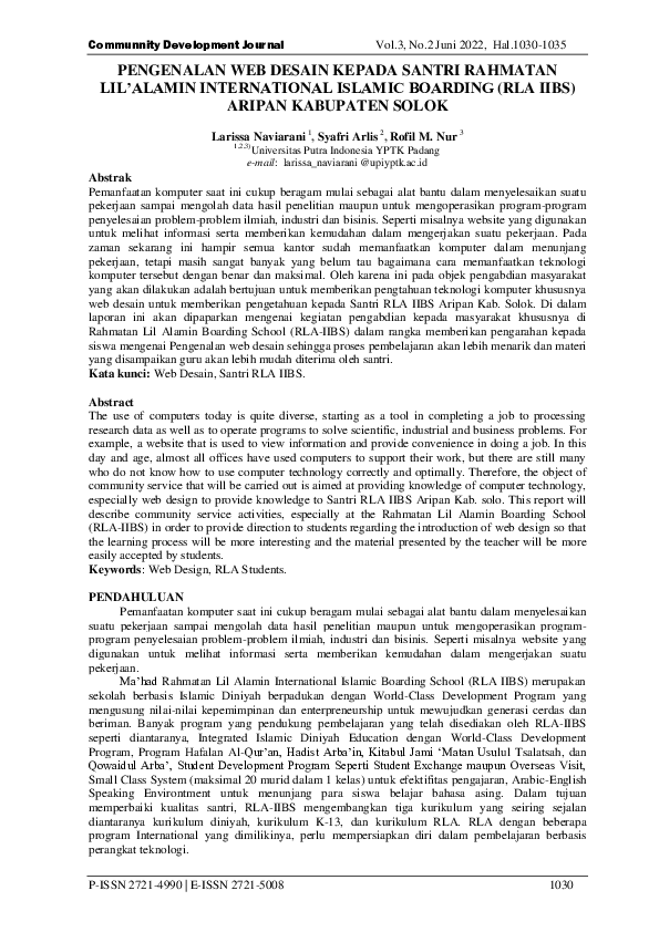 (PDF) Pengenalan Web Desain Kepada Santri Rahmatan Lil’Alamin ...