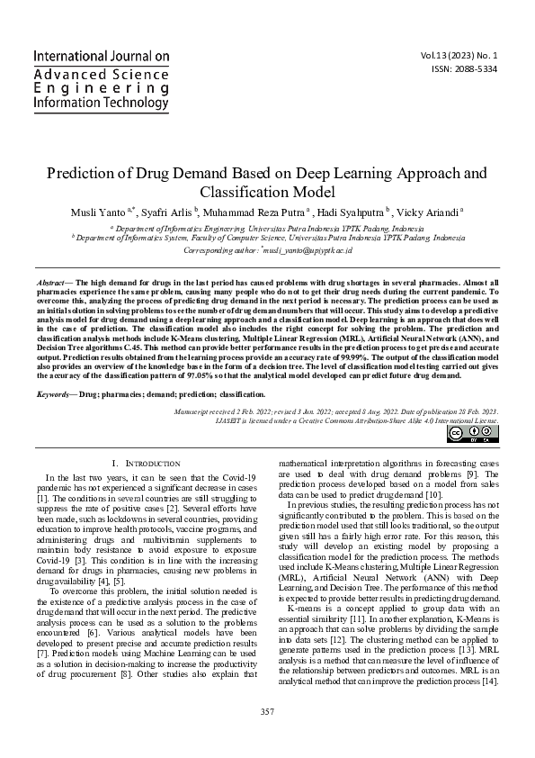 (PDF) Prediction of Drug Demand Based on Deep Learning Approach and ...