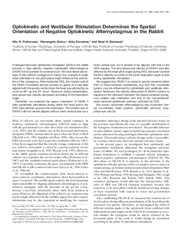 (PDF) Optokinetic and Vestibular Stimulation Determines the Spatial ...