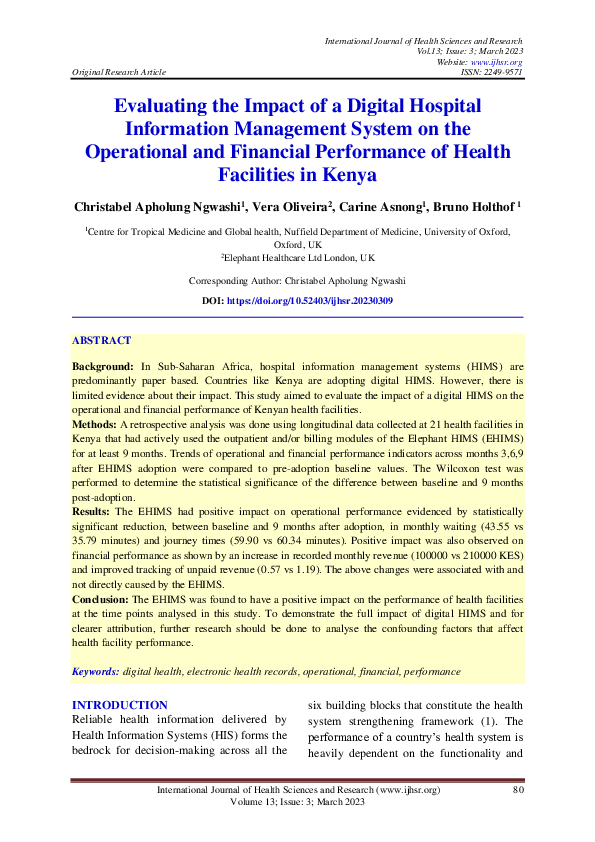 (PDF) Evaluating the Impact of a Digital Hospital Information ...