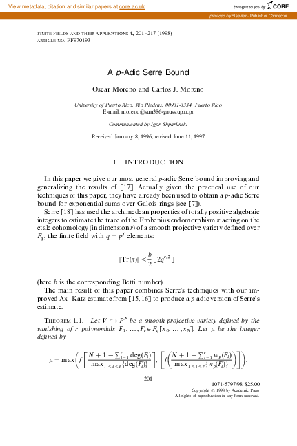 (PDF) Ap-Adic Serre Bound