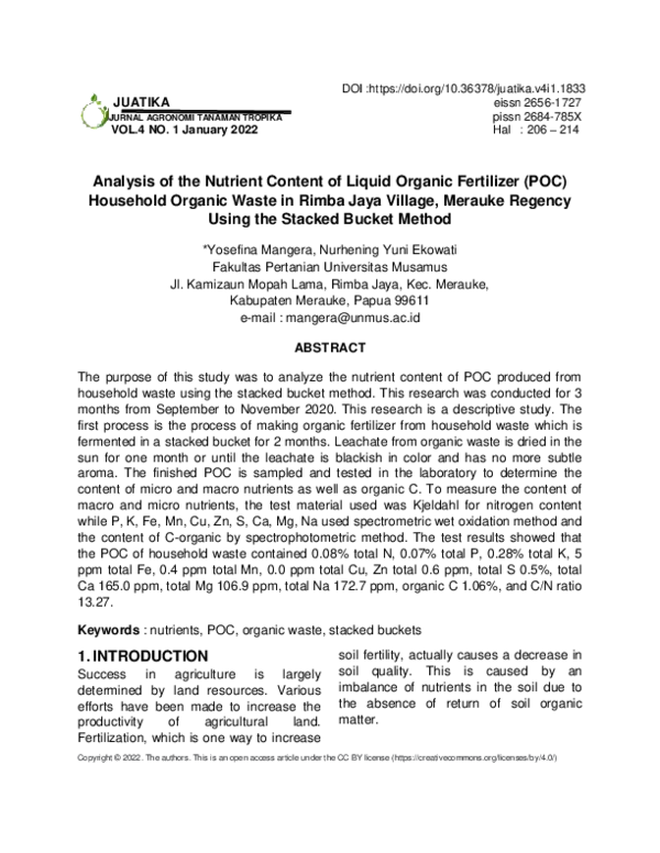 (PDF) Analysis of the Nutrient Content of Liquid Organic Fertilizer ...