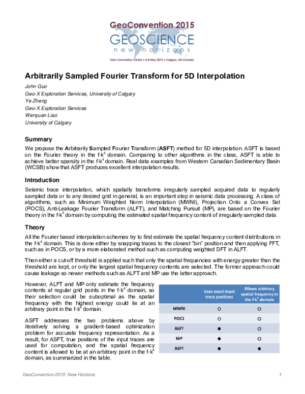 (PDF) Arbitrarily Sampled Fourier Transform for 5D Interpolation