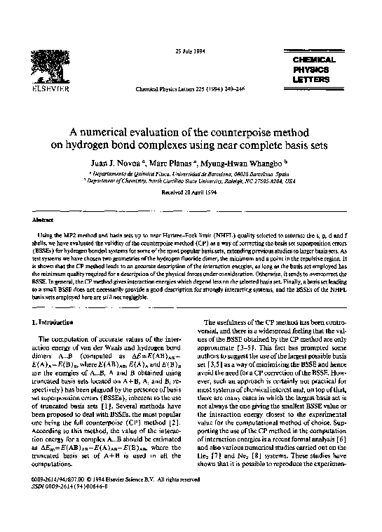 (PDF) A numerical evaluation of the counterpoise method on hydrogen ...