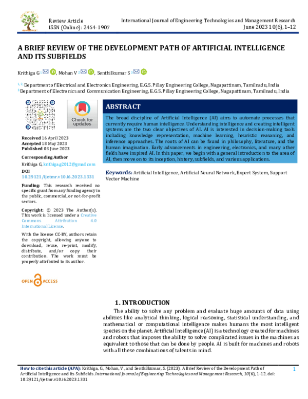 (PDF) A BRIEF REVIEW OF THE DEVELOPMENT PATH OF ARTIFICIAL INTELLIGENCE ...