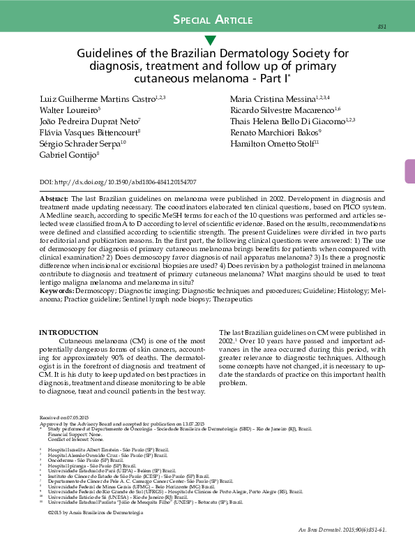 (PDF) Guidelines of the Brazilian Dermatology Society for diagnosis ...