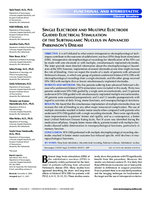 (PDF) Single Electrode and Multiple Electrode Guided Electrical ...