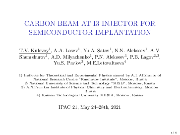 (PDF) Carbon Beam at I-3 Injector for Semiconductor Implantation