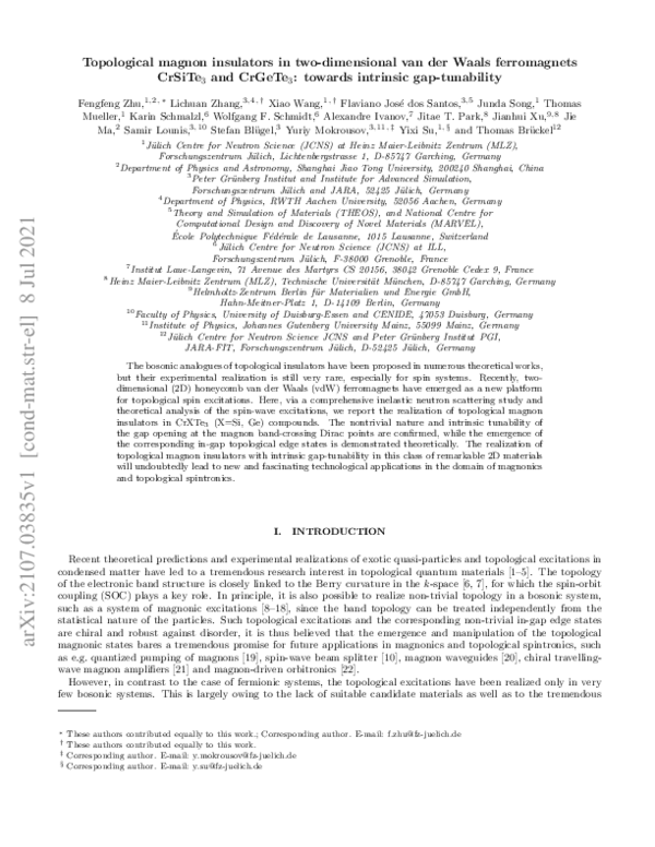 (PDF) Topological magnon insulators in two-dimensional van der Waals ...