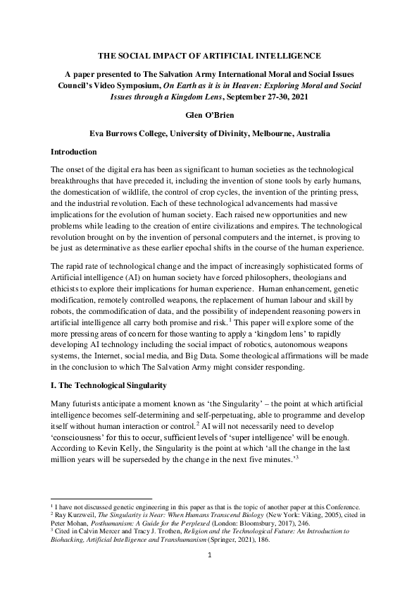 (PDF) The Social Impact of Artificial Intelligence