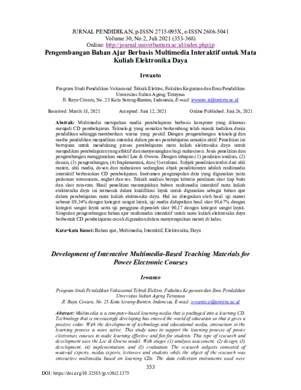 (PDF) Pengembangan Bahan Ajar Berbasis Multimedia Interaktif untuk Mata Kuliah Elektronika Daya