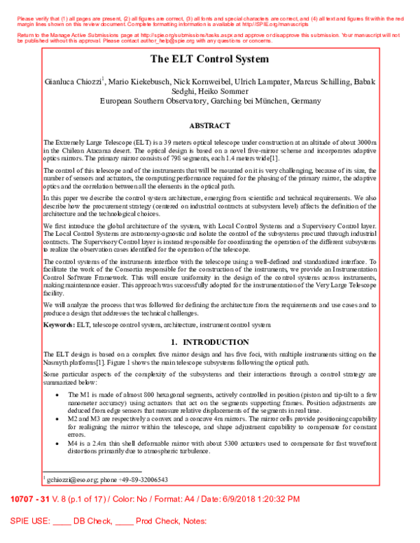 (PDF) The ELT control system
