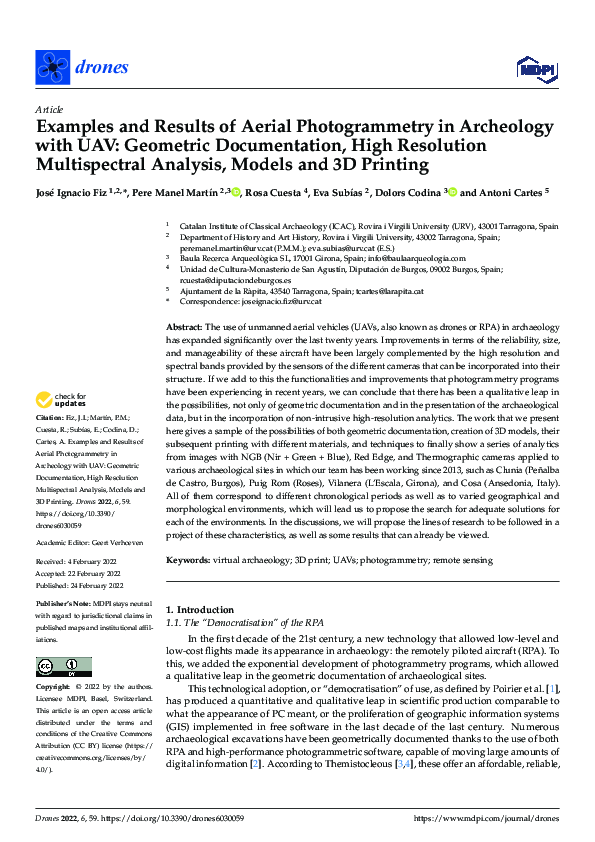 (PDF) Examples and Results of Aerial Photogrammetry in Archeology with UAV: Geometric ...