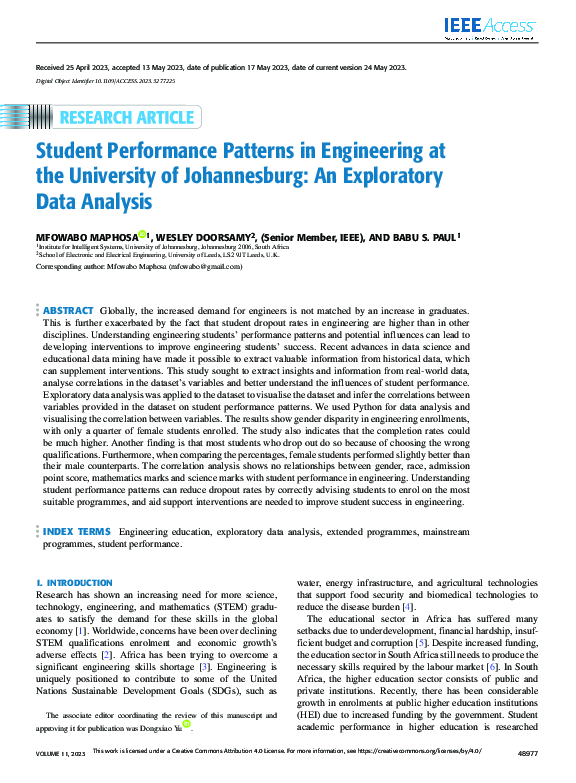 (PDF) Student Performance Patterns in Engineering at the University of ...