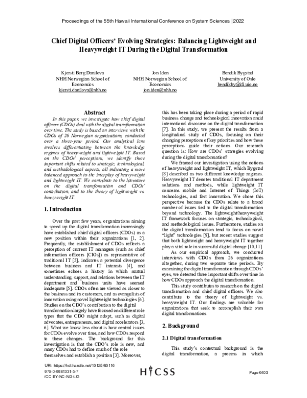 (PDF) Chief Digital Officers’ Evolving Strategies: Balancing ...