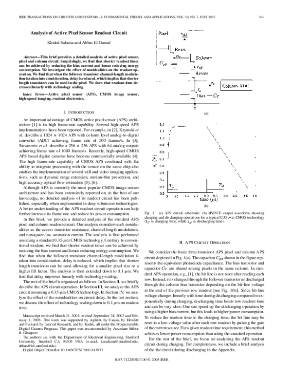 (PDF) Analysis of active pixel sensor readout circuit