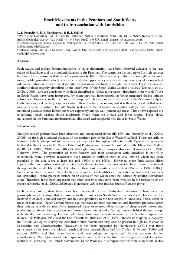 (PDF) Block movements in the Pennines and South Wales and their ...