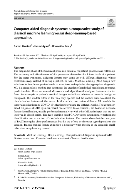 (PDF) Computer-aided diagnosis systems: a comparative study of classical machine learning versus ...