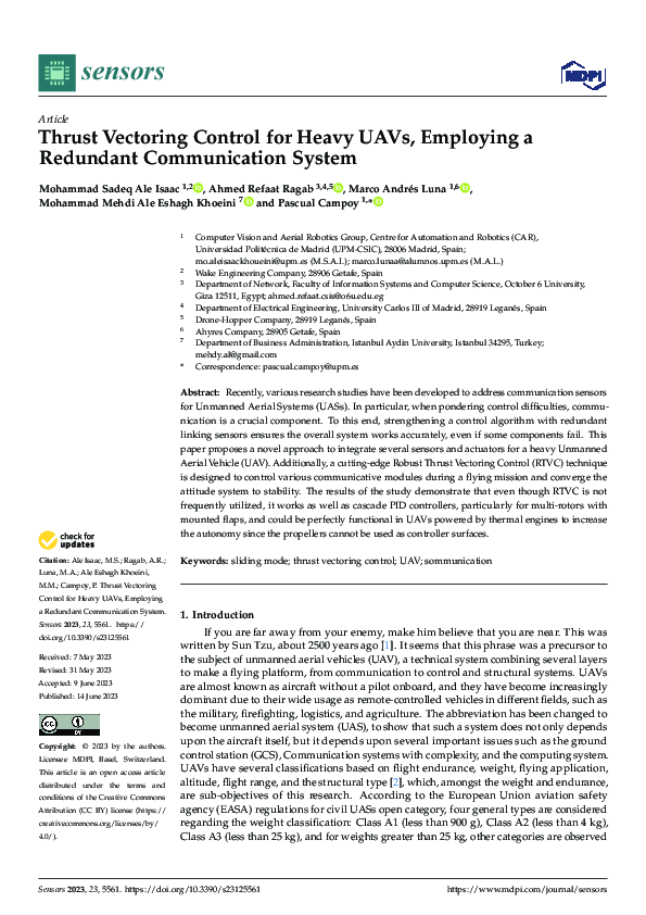 (PDF) Thrust Vectoring Control for Heavy UAVs, Employing a Redundant ...