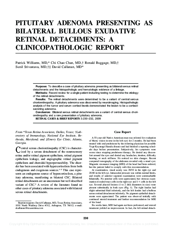 (PDF) Pituitary Adenoma Presenting as Bilateral Bullous Exudative ...