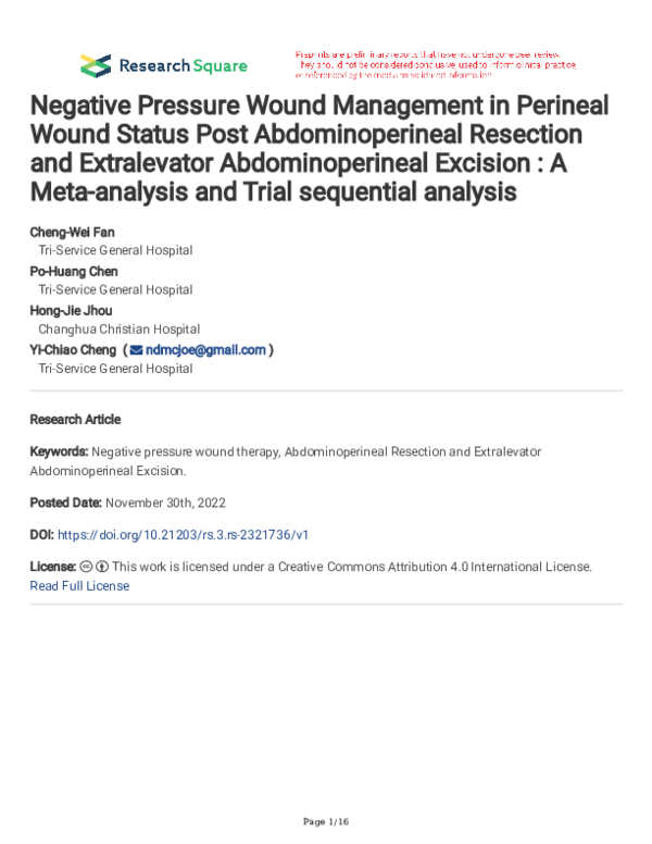 (PDF) Negative Pressure Wound Management in Perineal Wound Status Post ...
