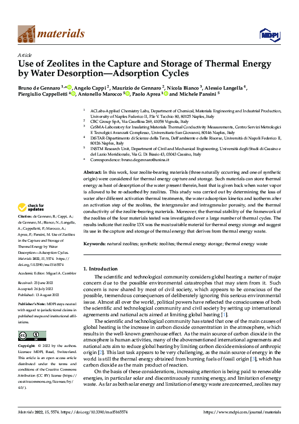 (PDF) Use of Zeolites in the Capture and Storage of Thermal Energy by ...