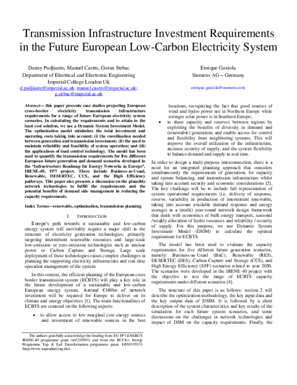 (PDF) Transmission infrastructure investment requirements in the future ...